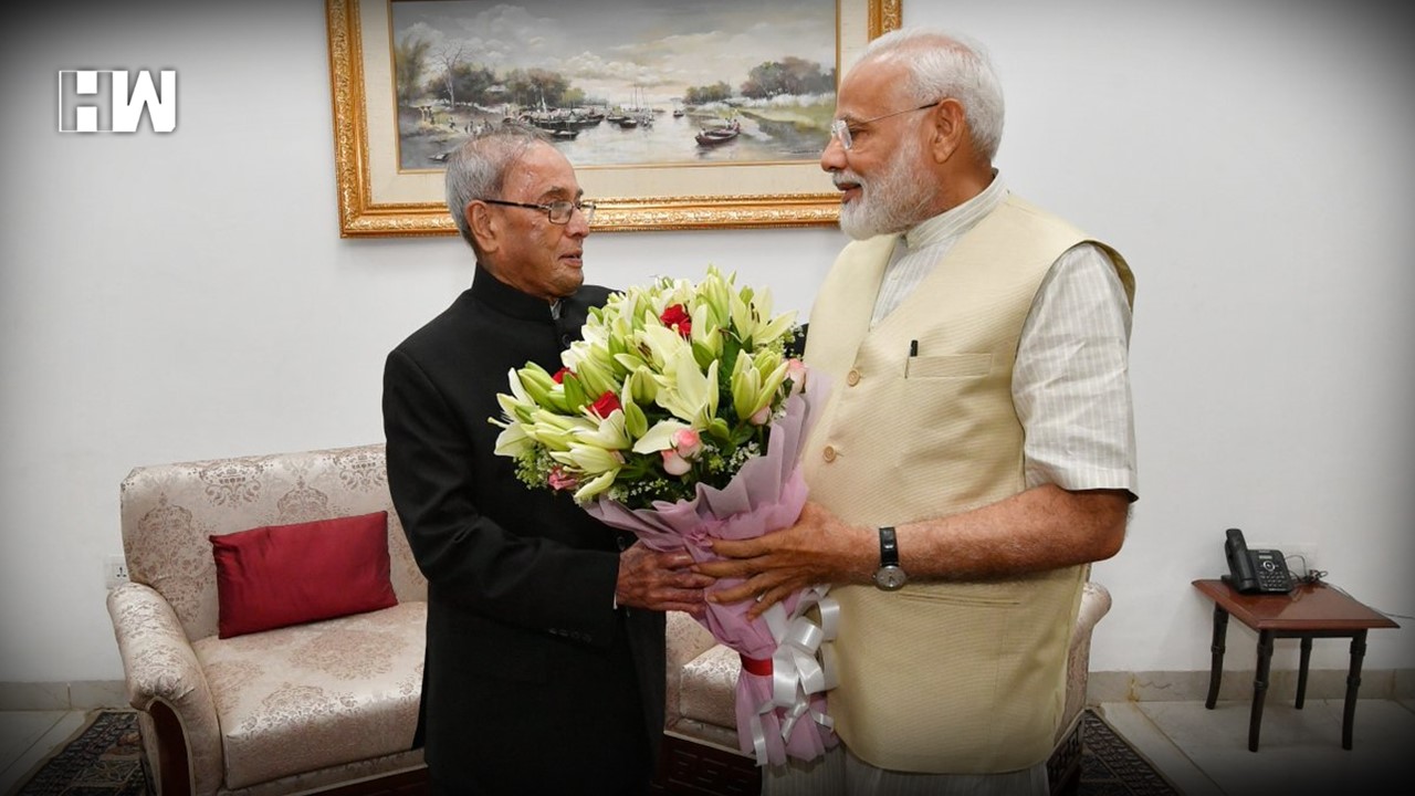 PM Modi meets former President Pranab Mukherjee after Lok Sabha victory ...