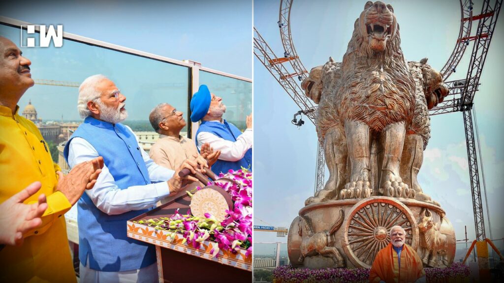 Watch: PM Modi Unveils 9,500 Kg Bronze National Emblem Cast On New ...