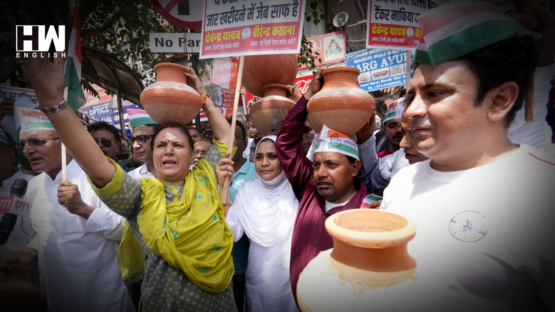 Congress Stages "Matka Phod" Protests Over Delhi Water Crisis - HW News ...